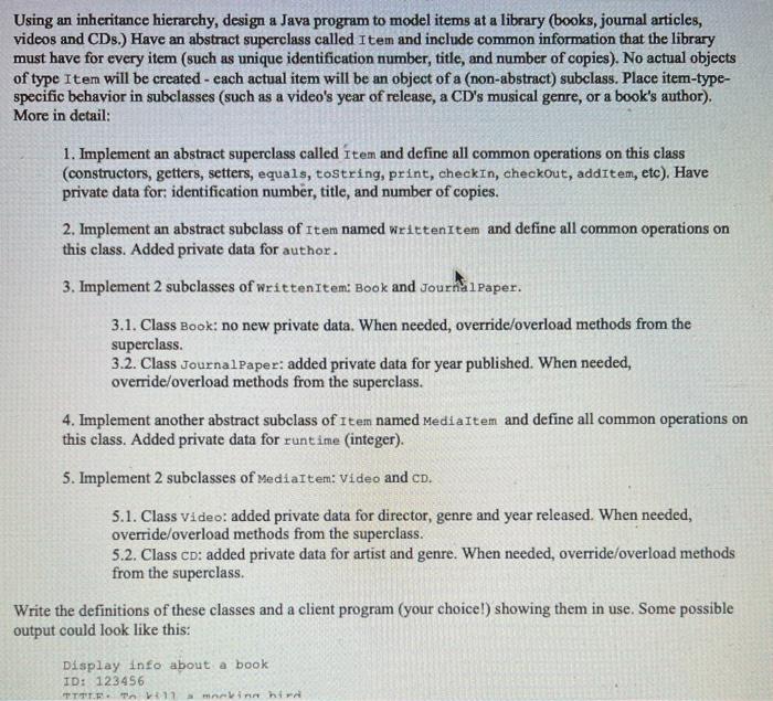 Solved Using An Inheritance Hierarchy Design A Java Program 9121