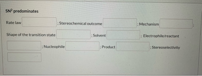 Solved SN2 predominates Rate law Stereochemical outcome : | Chegg.com