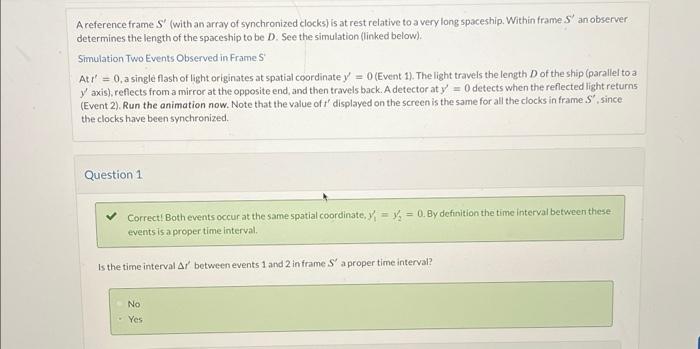 Two Events Observed in Frame S ' A reference frame S′ | Chegg.com