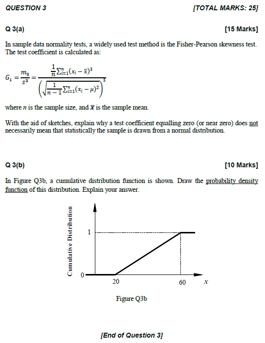 Solved Q 3(a)In sample data normality tests, a widely used | Chegg.com