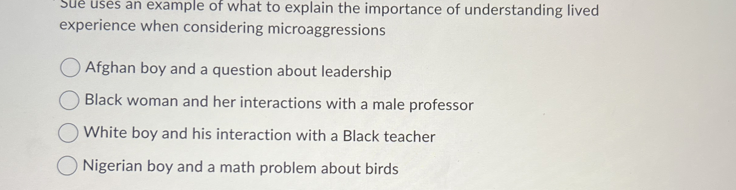 Solved sue uses an example of what to explain the importance | Chegg.com