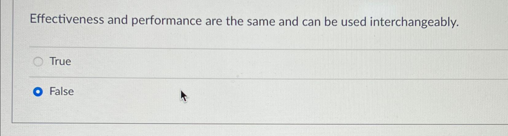 Solved Effectiveness and performance are the same and can be | Chegg.com