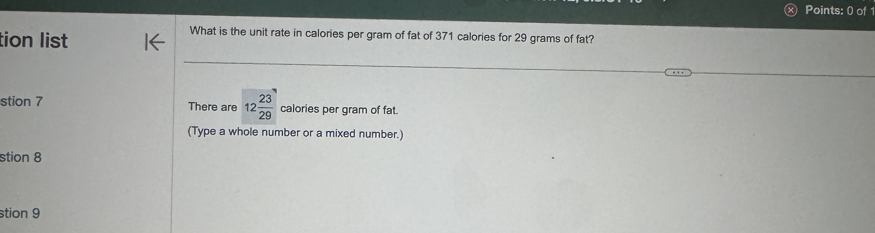 Solved What is the unit rate in calories per gram of fat of | Chegg.com