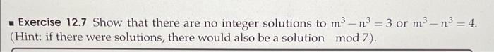 Solved Exercise 12.7 Show that there are no integer | Chegg.com