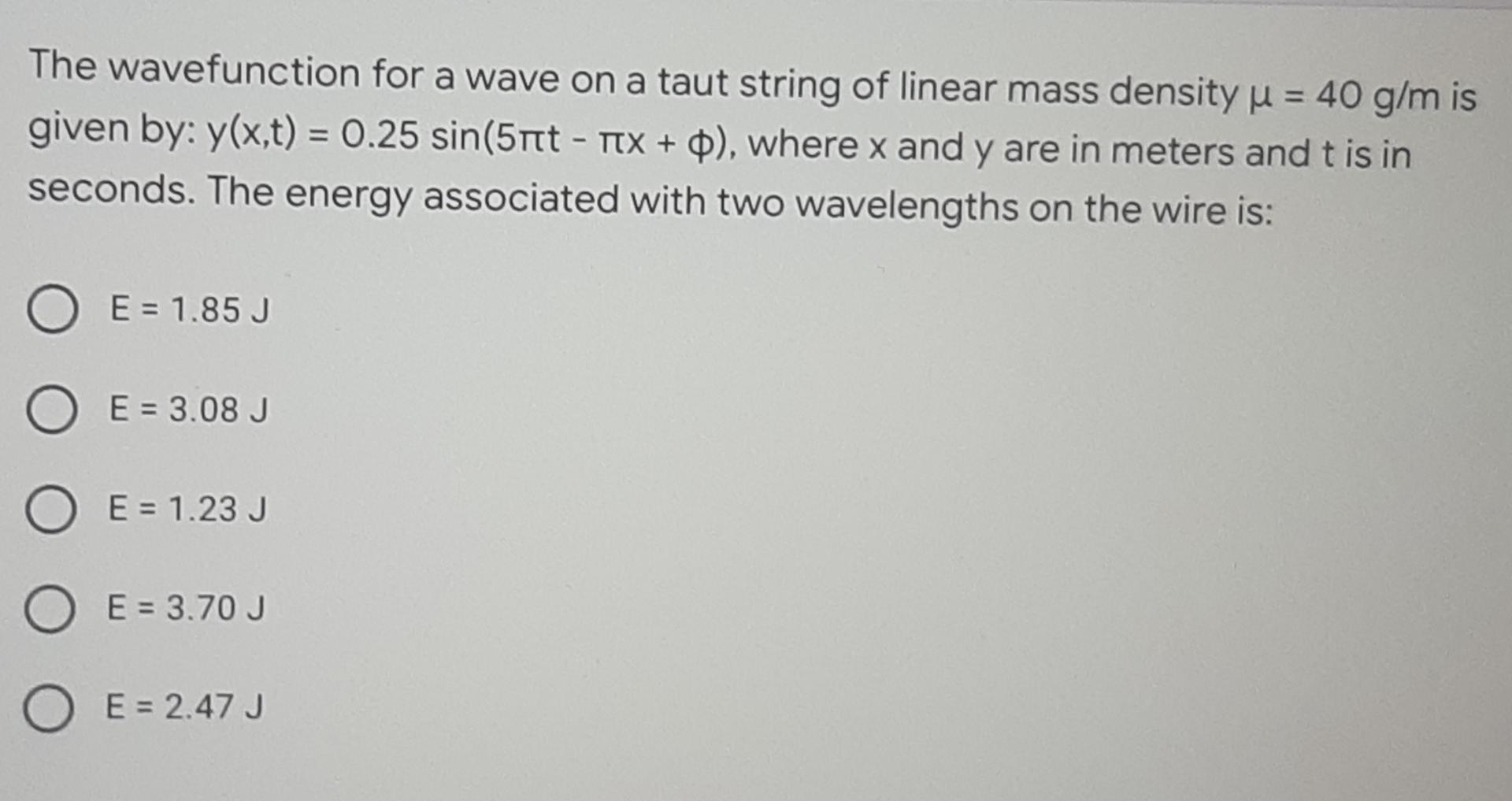 Solved The wavefunction for a wave on a taut string of | Chegg.com