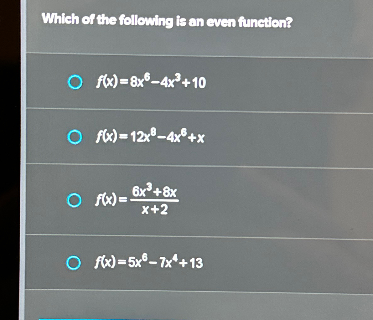 Solved Which of the following is an even | Chegg.com