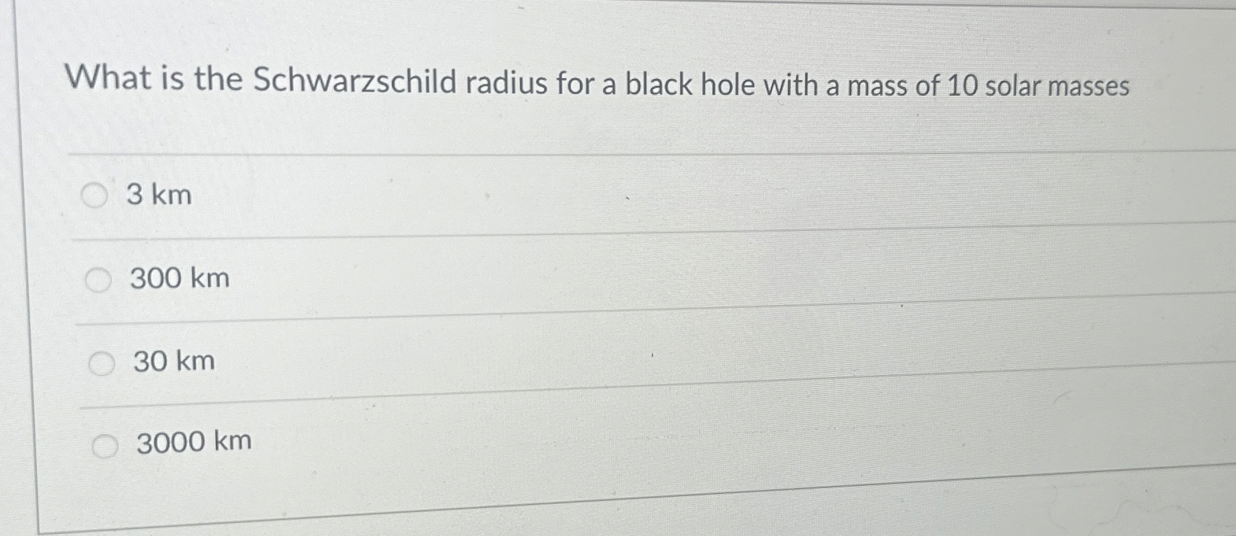 Solved What is the Schwarzschild radius for a black hole | Chegg.com
