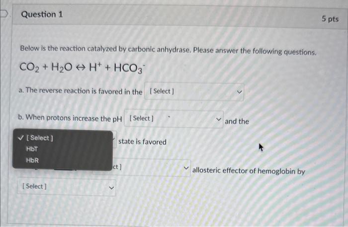 Solved Below is the reaction catalyzed by carbonic | Chegg.com