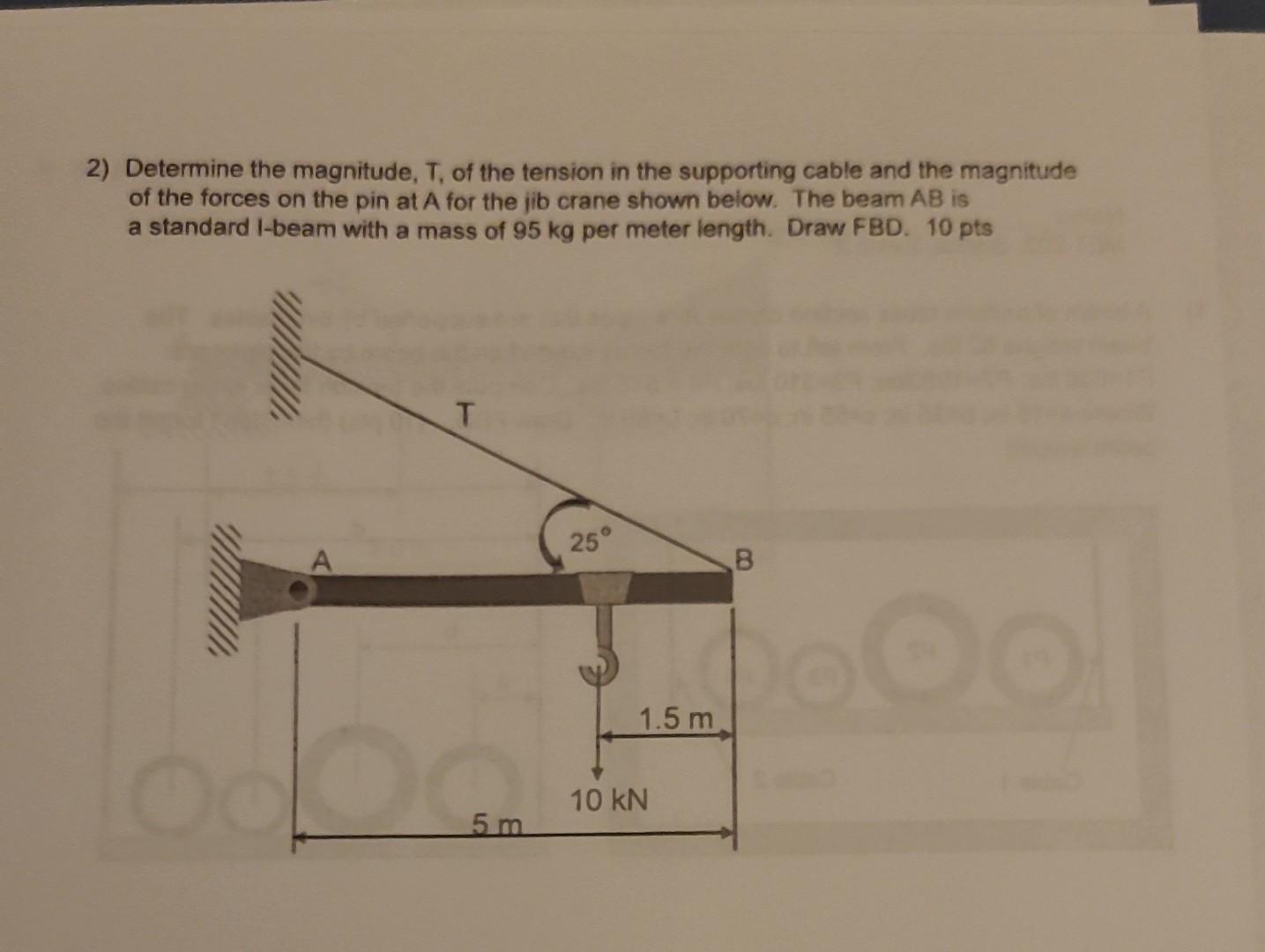 Solved 2) Determine the magnitude, T, of the tension in the | Chegg.com