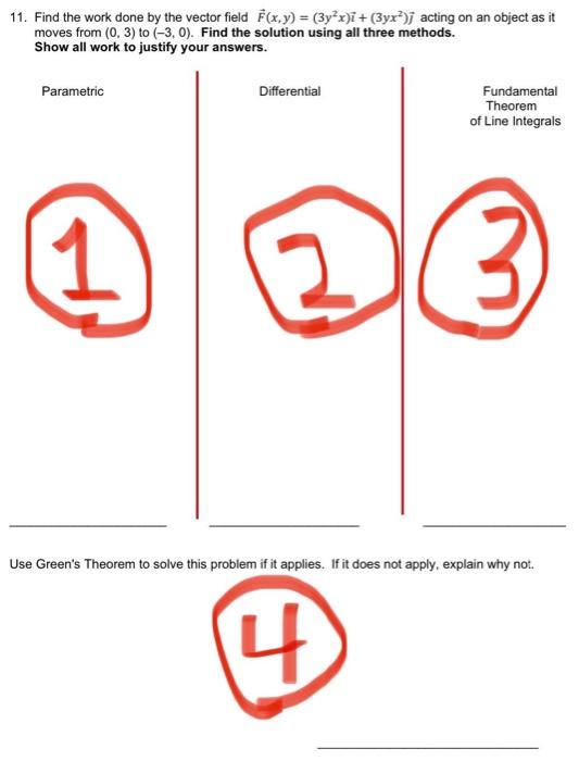 Solved 11. Find the work done by the vector field | Chegg.com