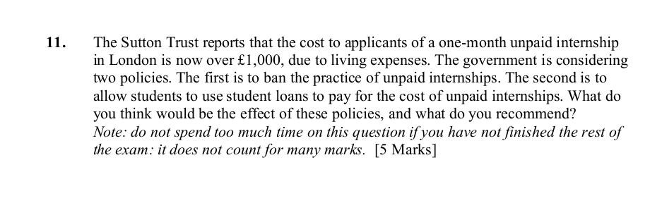 Solved 11. The Sutton Trust reports that the cost to | Chegg.com