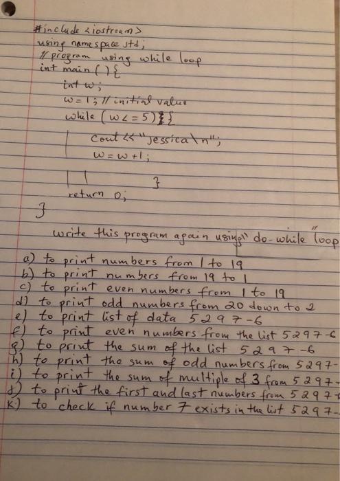 Solved Include Using Namespace Std And Program Using While