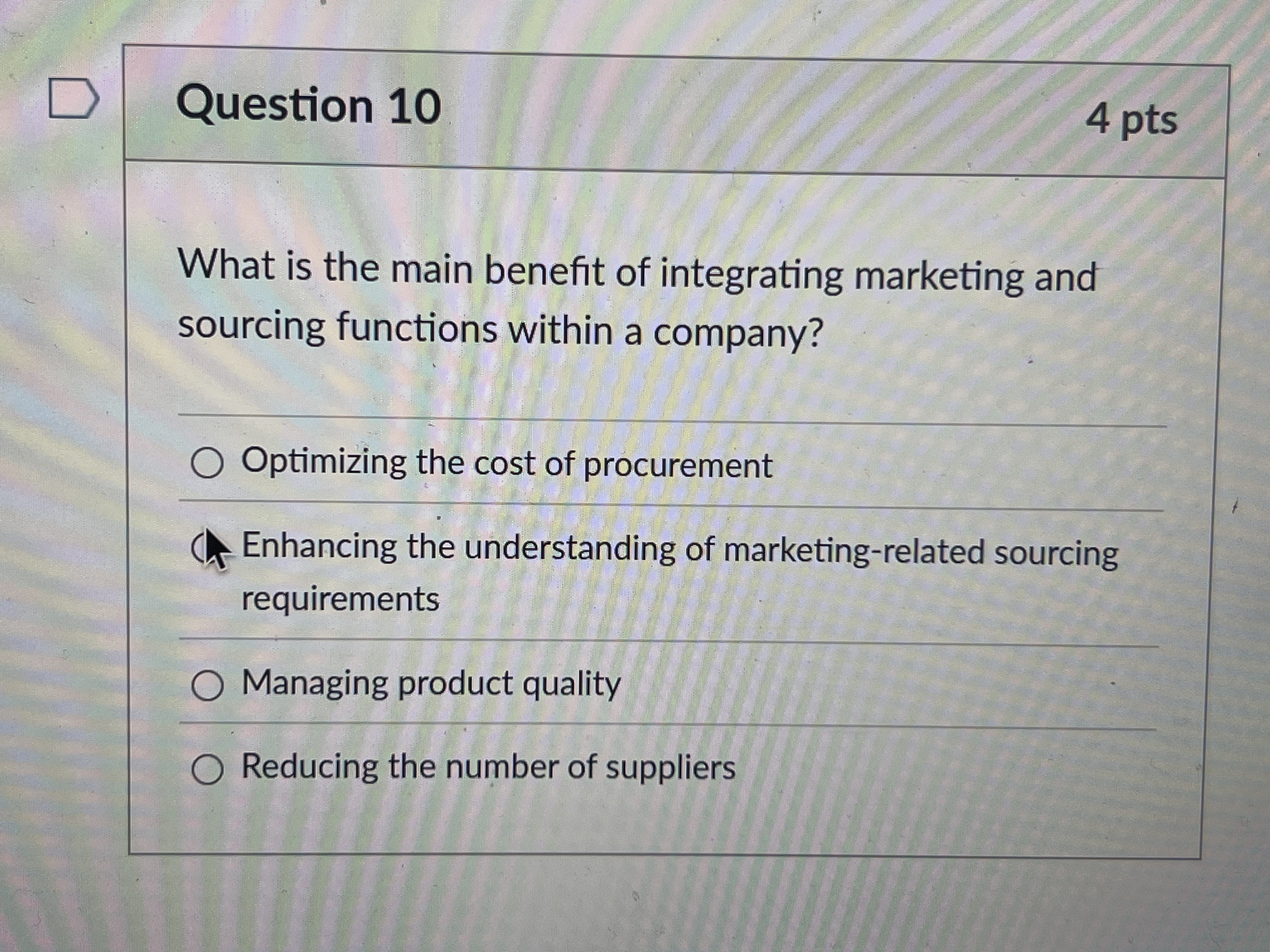 Solved Question 10What is the main benefit of integrating | Chegg.com