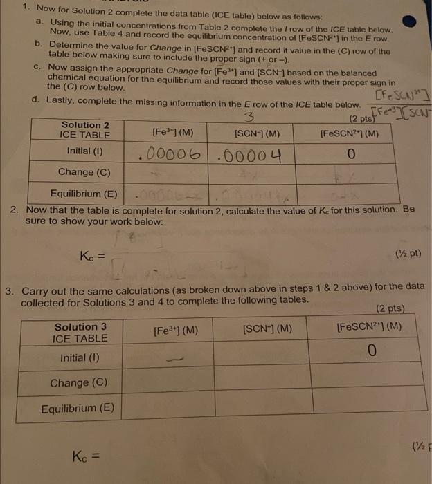 Solved 1. Now for Solution 2 complete the data table (ICE | Chegg.com