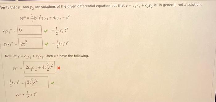 Solved Verify That Y1 And Y2 Are Solutions Of The Given