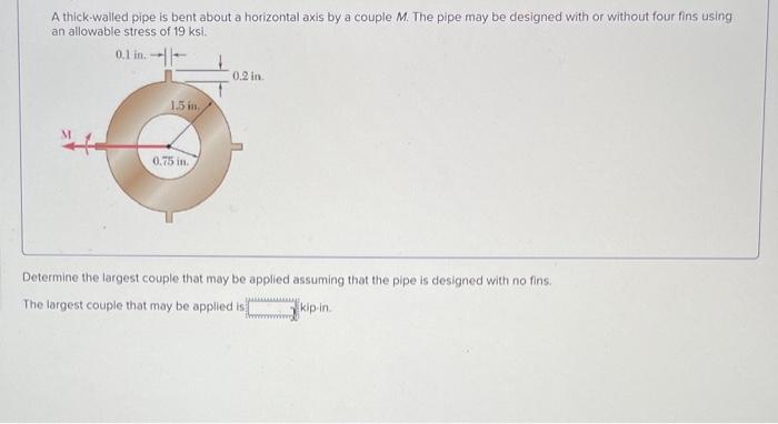 Solved A thick-walled pipe is bent about a horizontal axis | Chegg.com