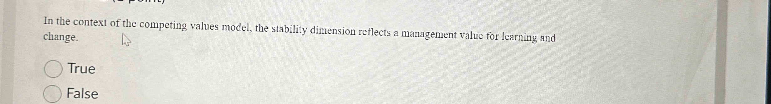 Solved In the context of the competing values model, the | Chegg.com