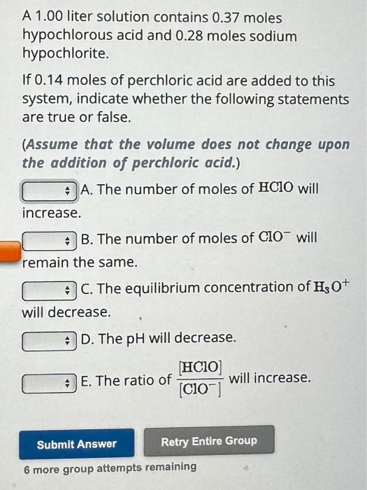 A 1.00 liter solution contains 0.37 moles | Chegg.com