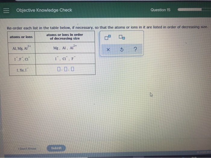 Solved Objective Knowledge Check Question 15 Re-order each | Chegg.com