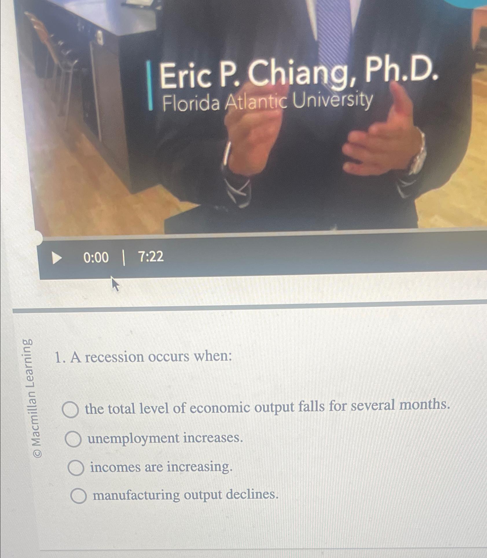 Solved |Eric P. ﻿Chiang, Ph.D. ﻿Florida Atlantic | Chegg.com