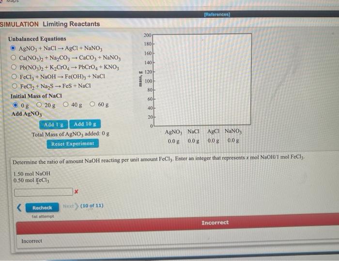 Maps mass, [References SIMULATION Limiting Reactants | Chegg.com