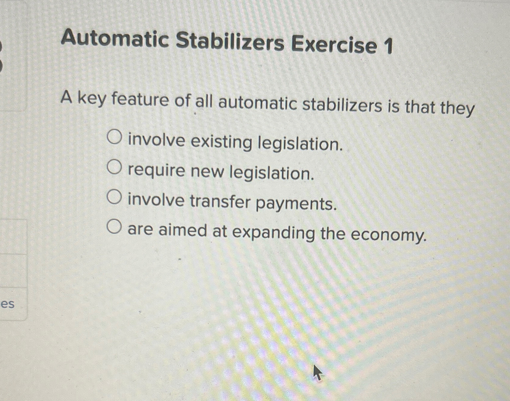Solved Automatic Stabilizers Exercise 1A key feature of all | Chegg.com