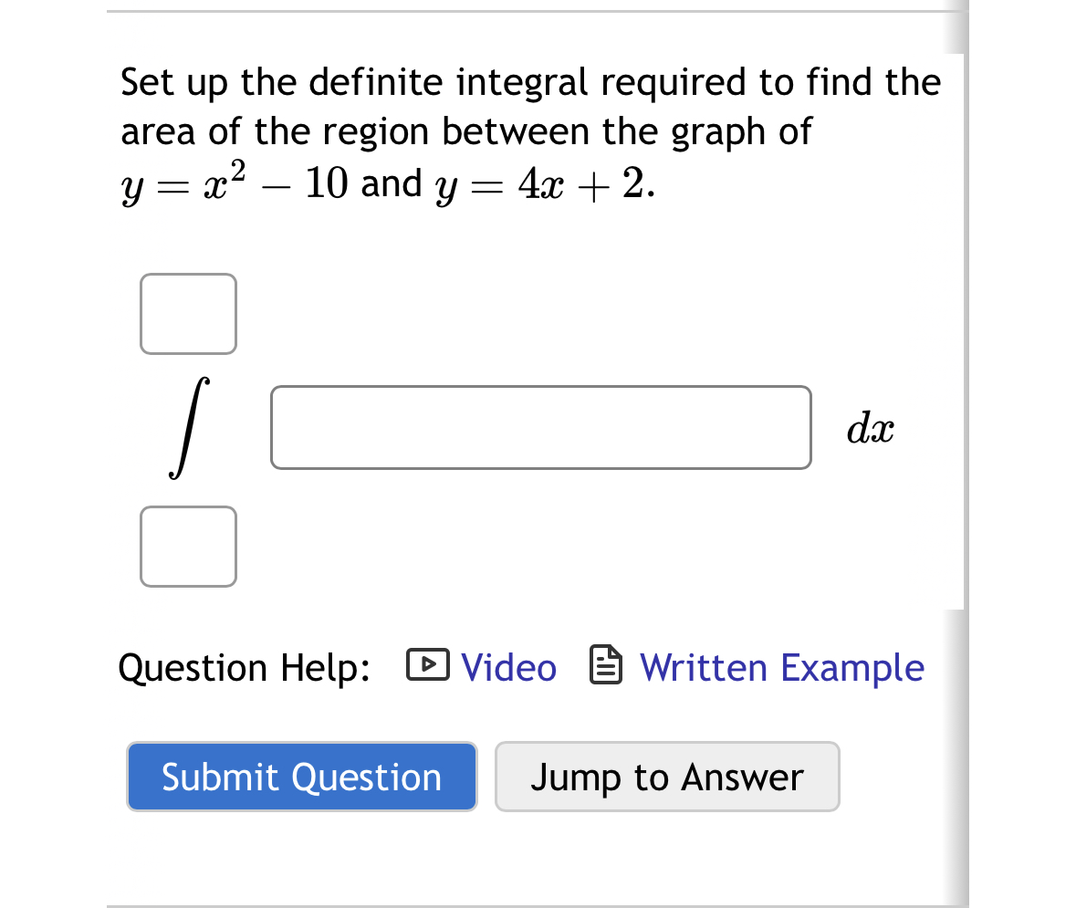 Solved Set up the definite integral required to find thearea | Chegg.com