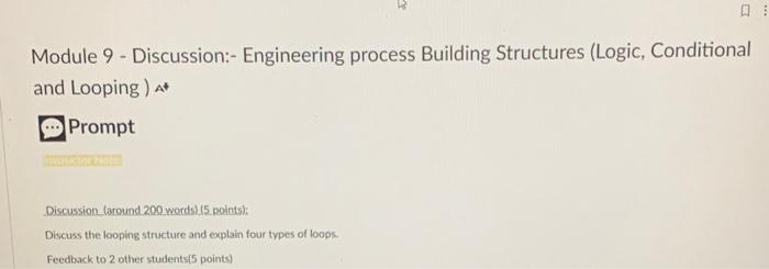 Solved Module 9 - Discussion:- Engineering process Building | Chegg.com Solved Module 9 - Discussion:- Engineering process Building | Chegg.com