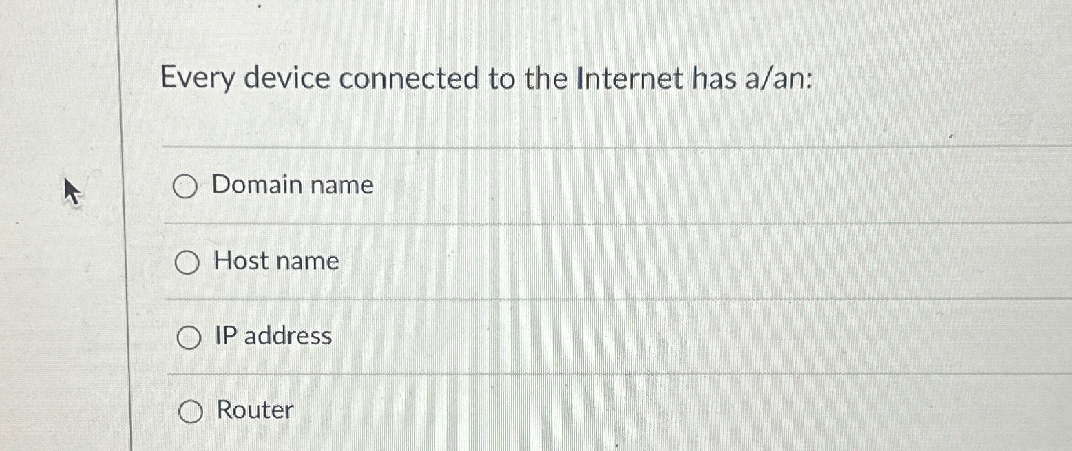 Solved Every device connected to the Internet has | Chegg.com