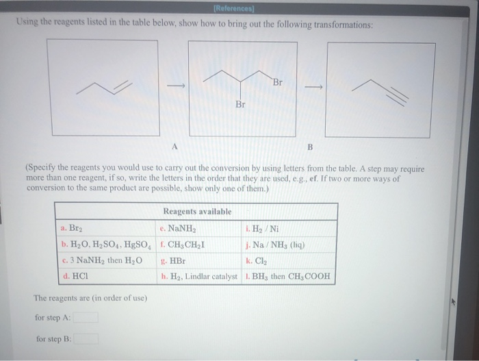 Solved (References] Show how to convert 1-butyne to the | Chegg.com