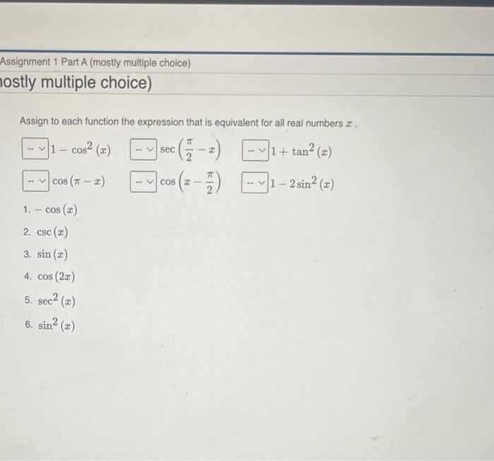 Solved Assign to each function the expression that is | Chegg.com