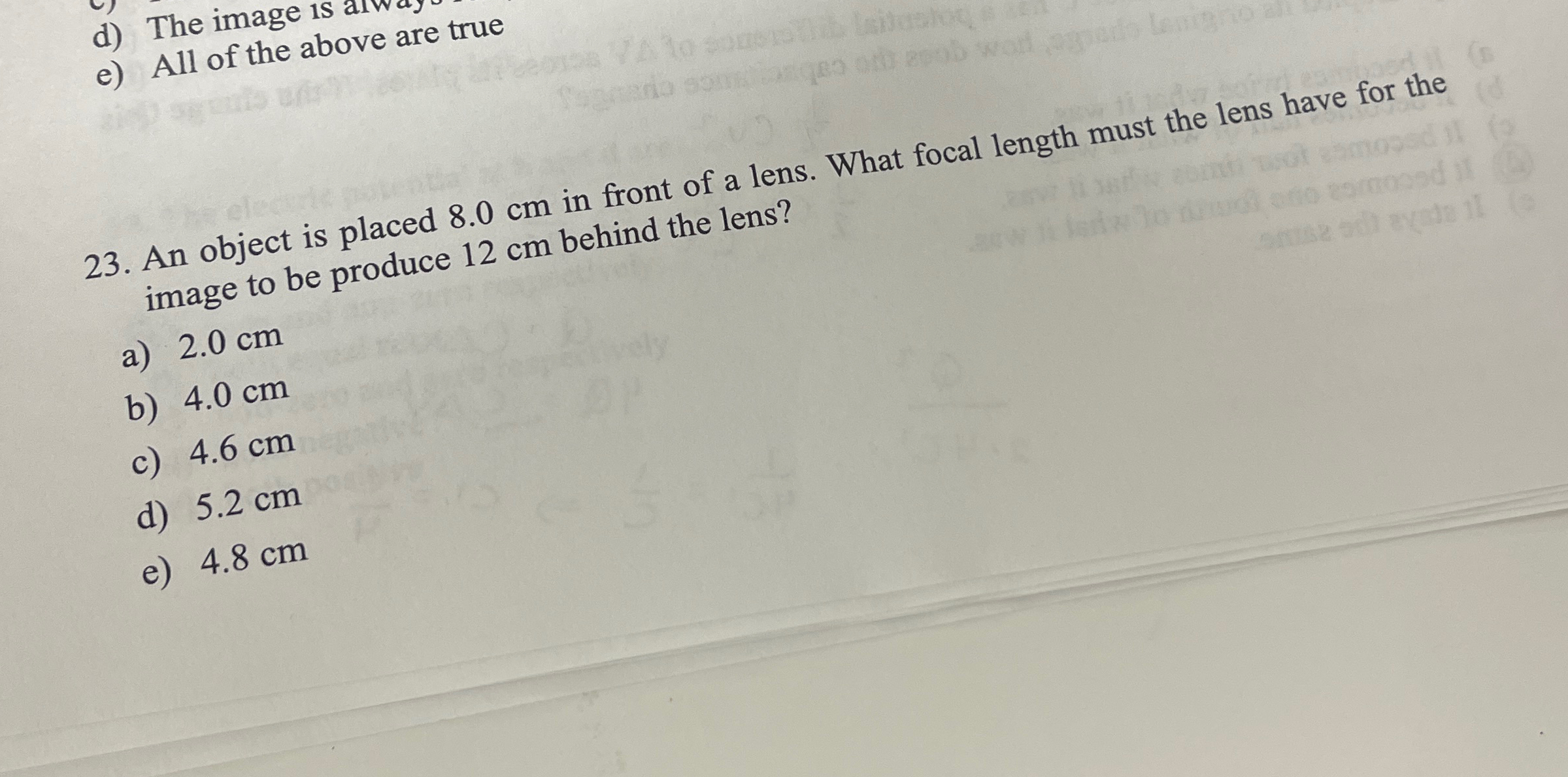 Solved 23. ﻿An object is placed 8.0cm ﻿in front of a lens. | Chegg.com