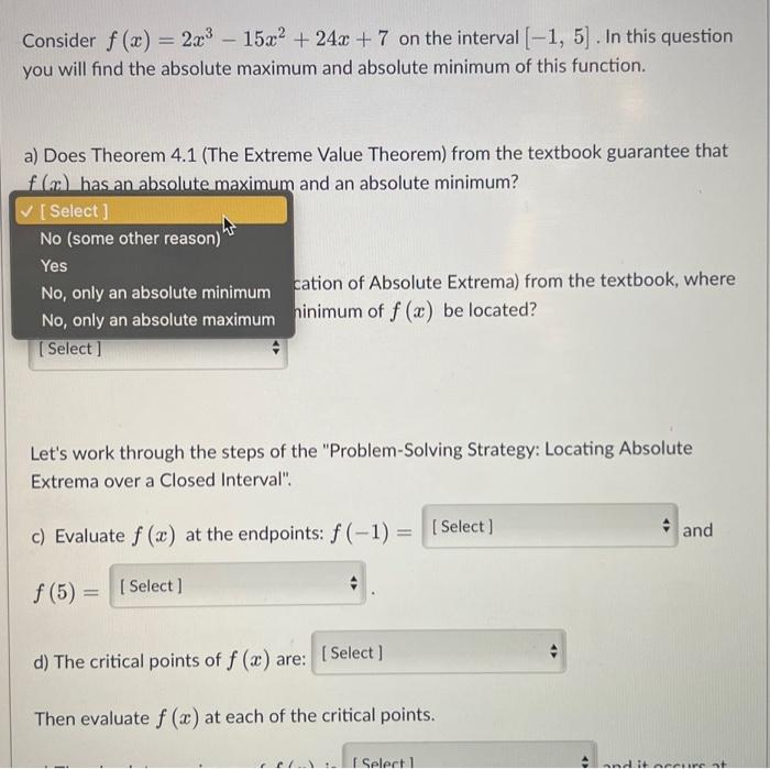Solved Consider the function f(x)=2ex+e−x. In this question | Chegg.com