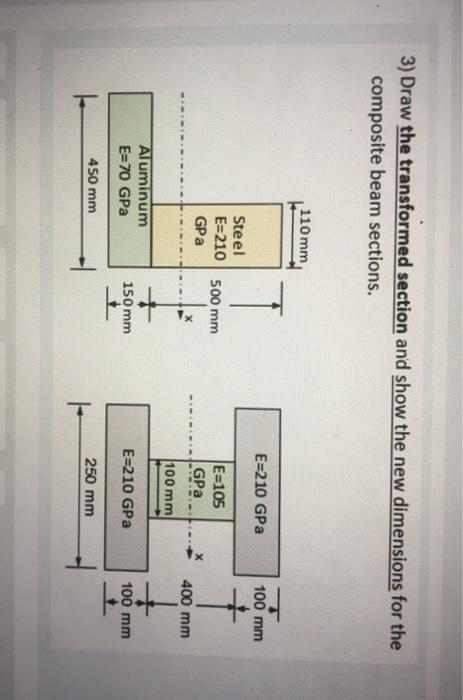Solved 3) Draw the transformed section and show the new | Chegg.com