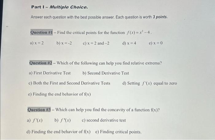 Solved Answer each question with the best possible answer. | Chegg.com