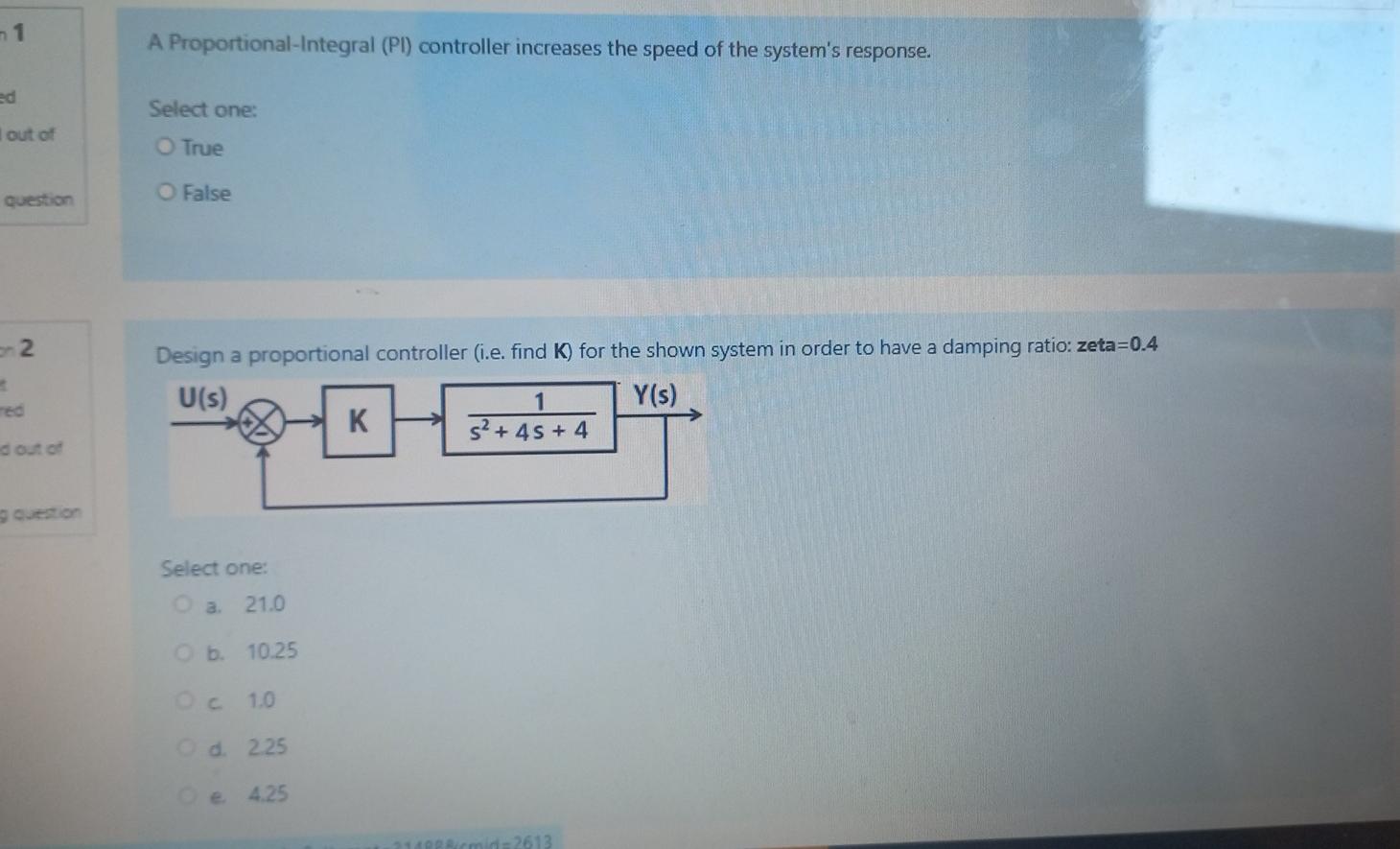 Solved 1 A Proportional-Integral (PI) controller increases | Chegg.com