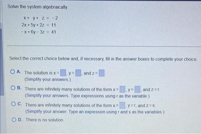 Solved Solve the system algebraically. | Chegg.com