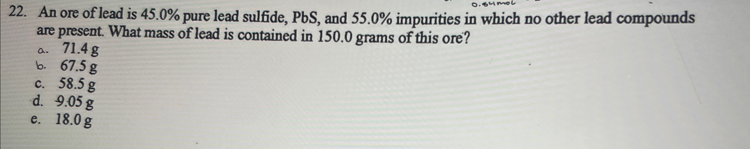 Solved An ore of lead is 45.0% ﻿pure lead sulfide, PbS, ﻿and | Chegg.com