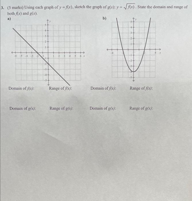 Solved (5 marks) Using each graph of y=f(x), sketch the | Chegg.com