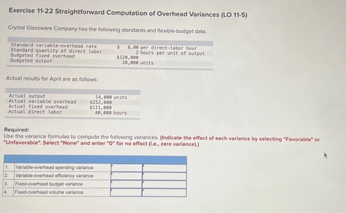 Solved Exercise 11-22 Straightforward Computation of | Chegg.com