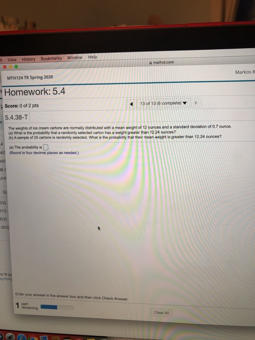 Solved at View History Bookmarks Window Help mathad.com | Chegg.com