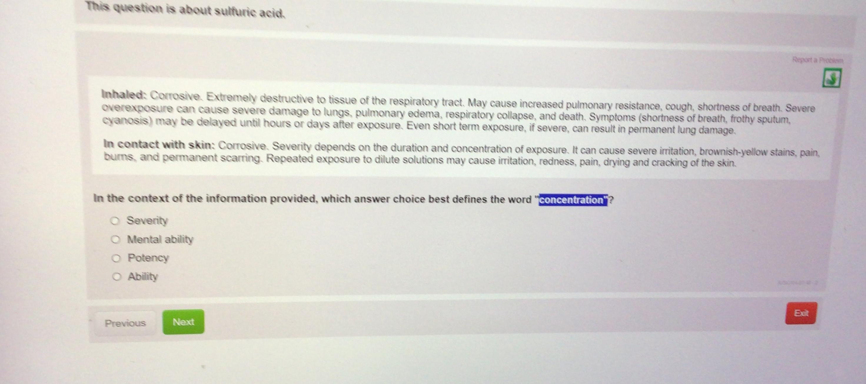 Solved This question is about sulfuric acid.Inhaled: | Chegg.com