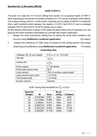 Question No. 2 (40 ﻿marks)(MLO2)CASE STUDY-2The plan | Chegg.com