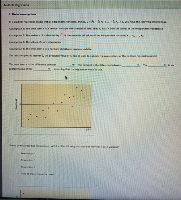 Solved Multiple Regression 2. Model assumptions In a | Chegg.com