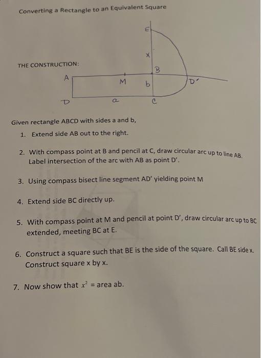 Solved Converting a Rectangle to an Equivalent Square THE | Chegg.com