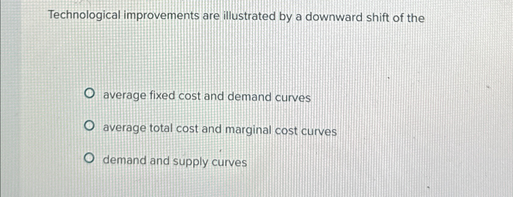 Solved Technological improvements are illustrated by a | Chegg.com