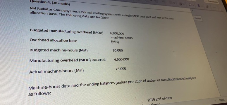 Question 4. (30 marks) Naf Radiator Company uses a | Chegg.com