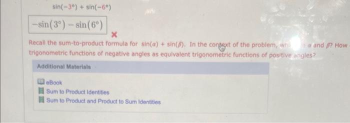 Solved Recall the product-to-sum formula for sin(a)sin(β). | Chegg.com