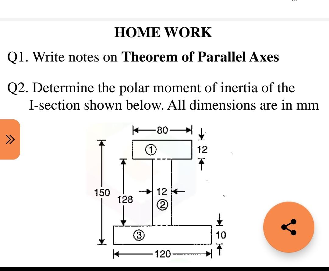 Solved HOME WORK Q1. Write notes on Theorem of Parallel Axes | Chegg.com