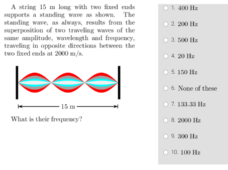 Solved A string 15m ﻿long with two fixed endssupports a | Chegg.com